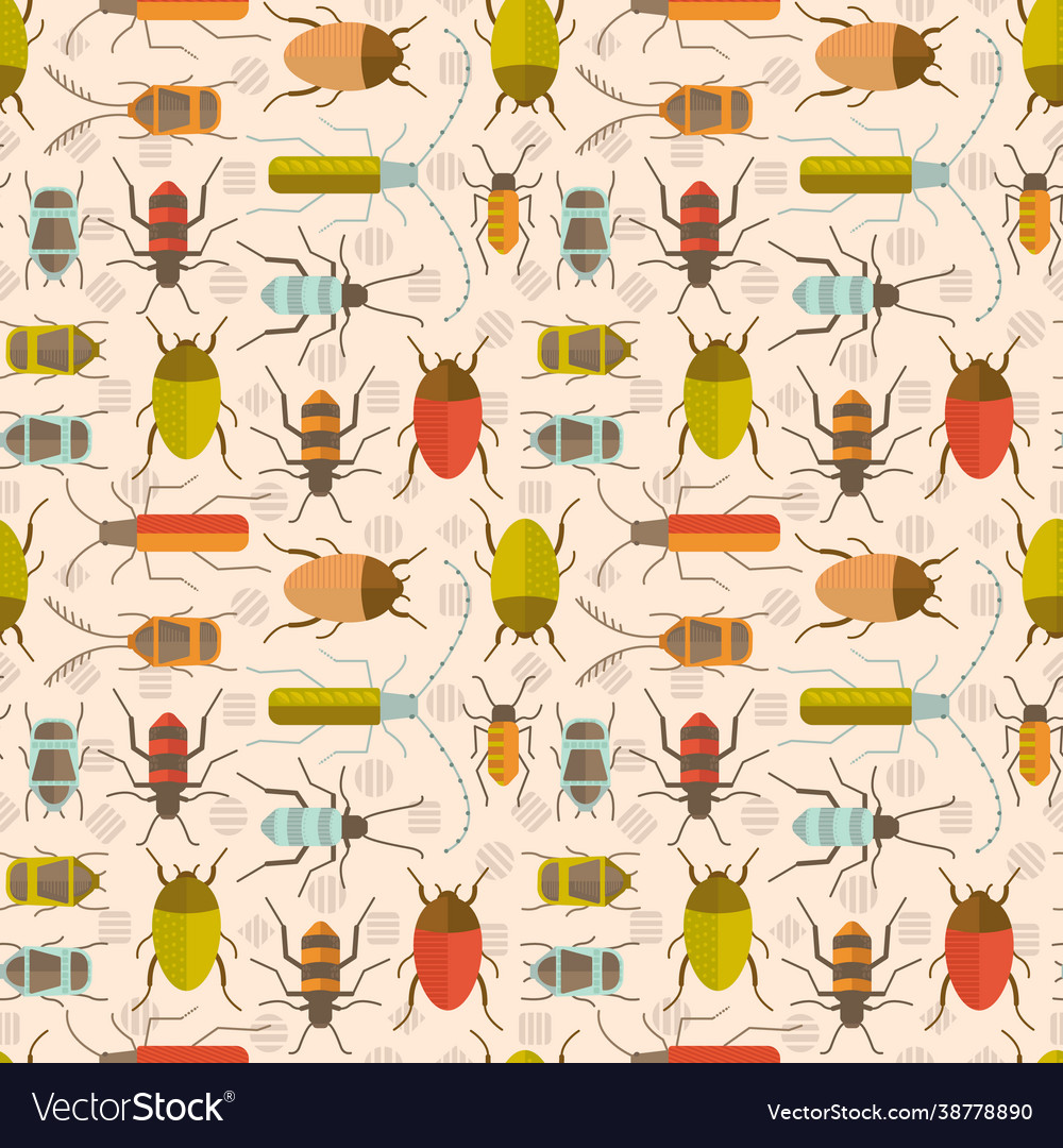 Pattern with beetles Royalty Free Vector Image