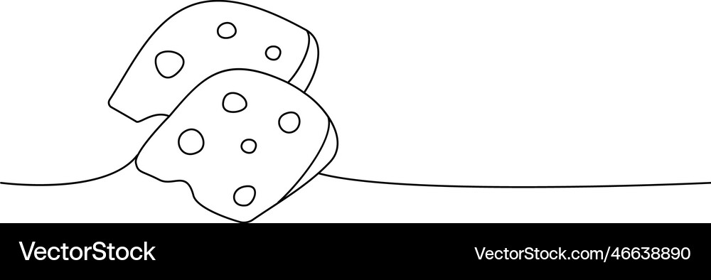 Pieces of cheese one line continuous drawing Vector Image