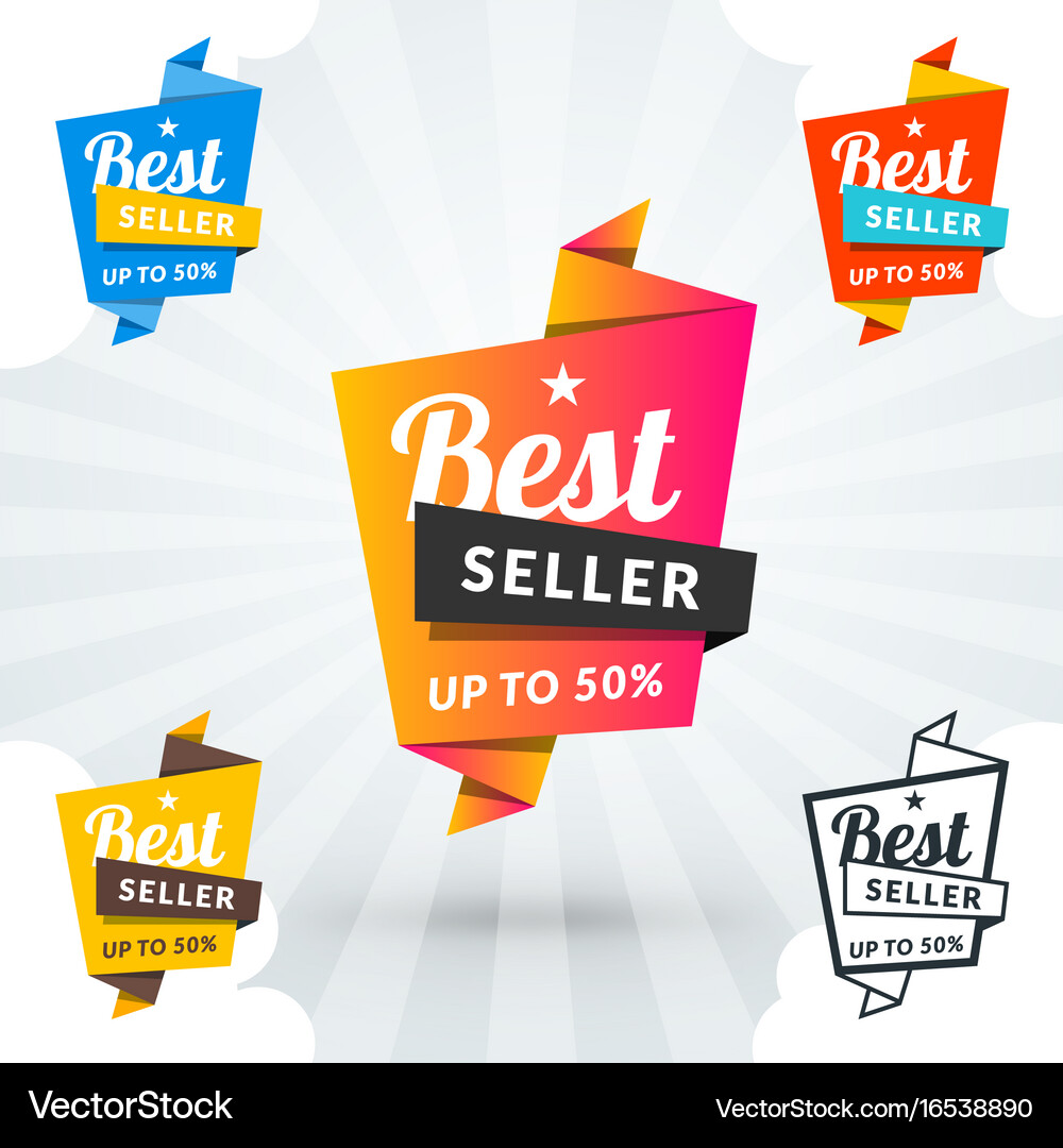 Promotional banner in five color variations flat Vector Image