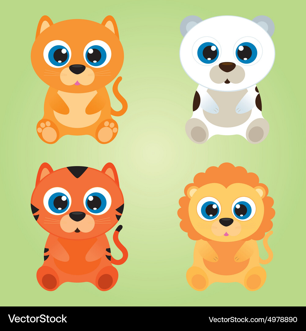 Set beautiful animals on a colored background Vector Image