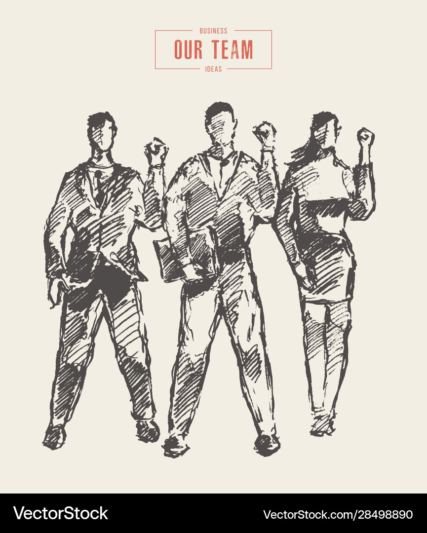 Three people spirit togetherness teamwork a Vector Image