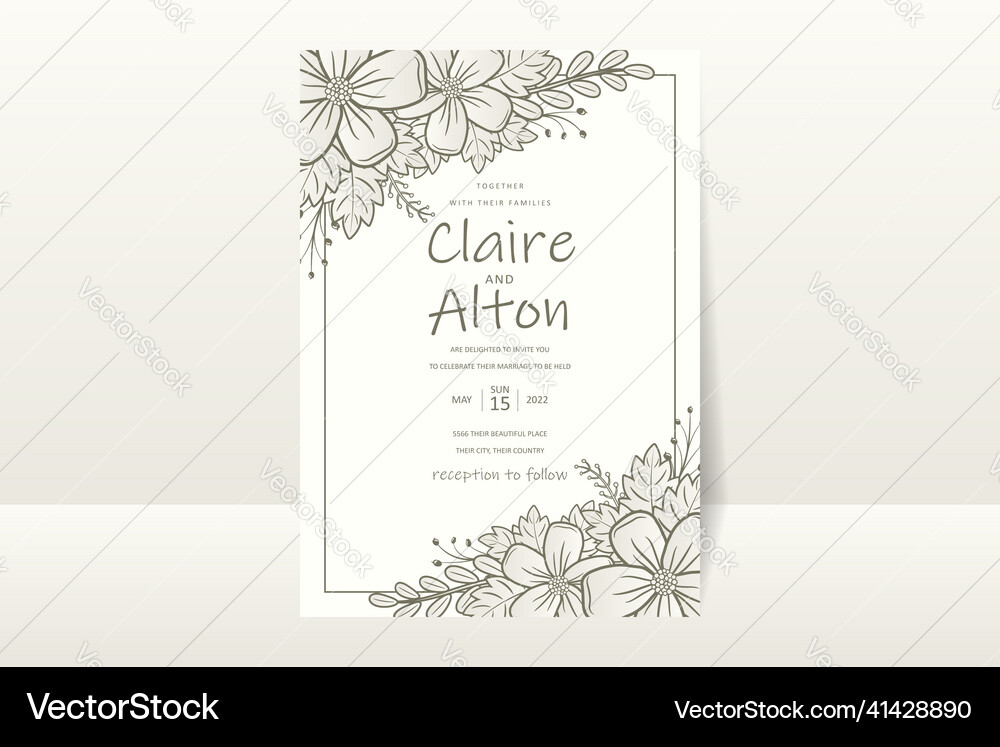 Wedding Invitation Outline MARIGOLD Boho Wedding Invitation Template