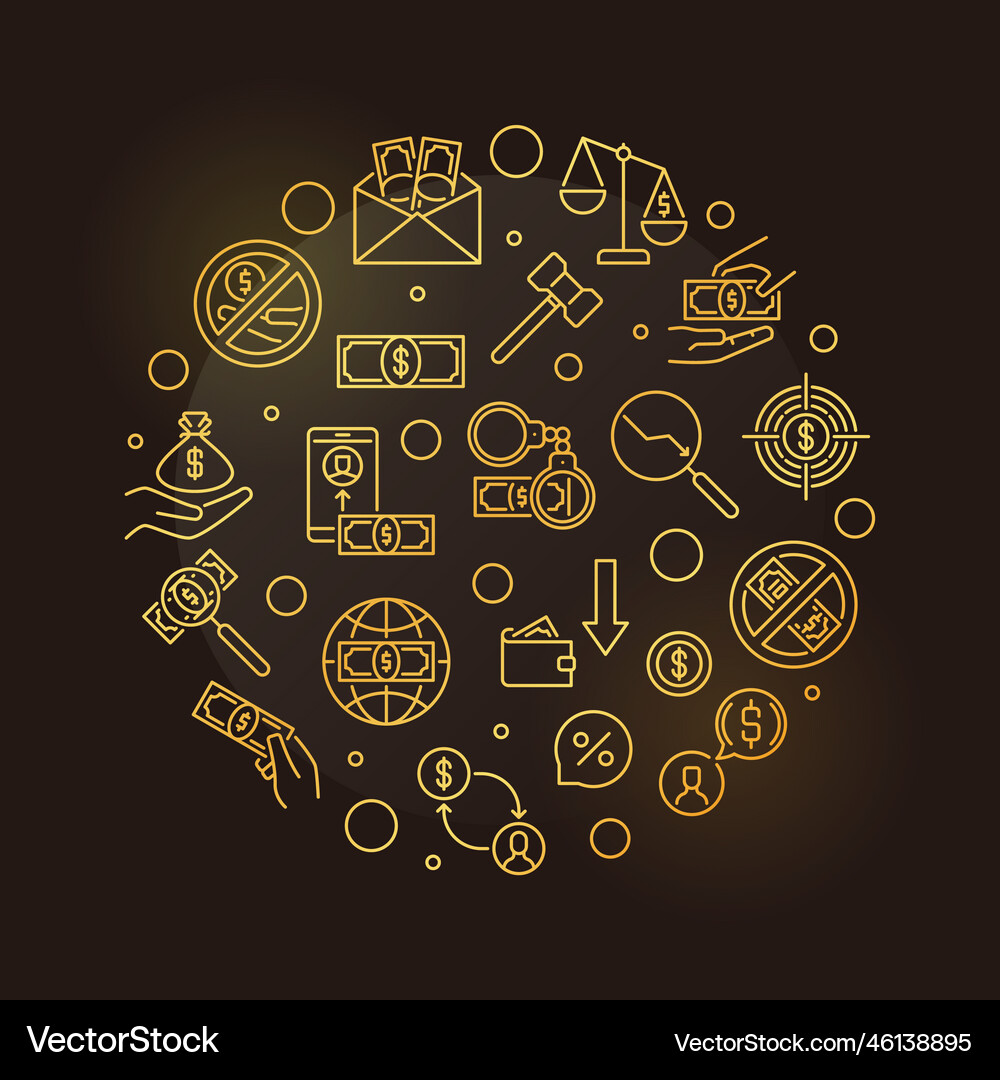 Anti corruption linear round golden banner Vector Image