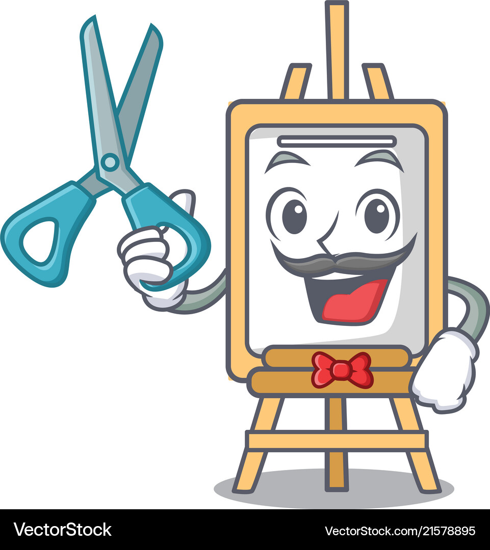 Barber easel character cartoon style Royalty Free Vector