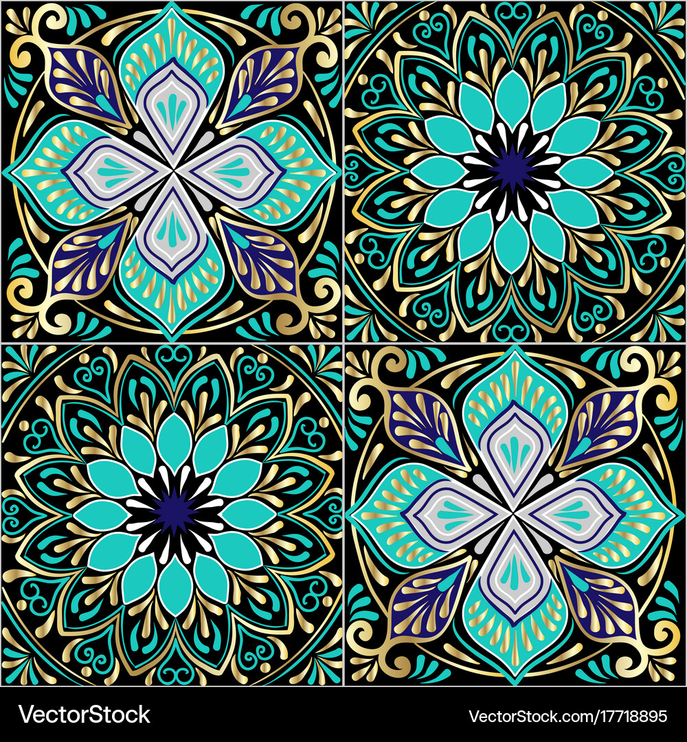 Colorful floral seamless pattern from squares Vector Image