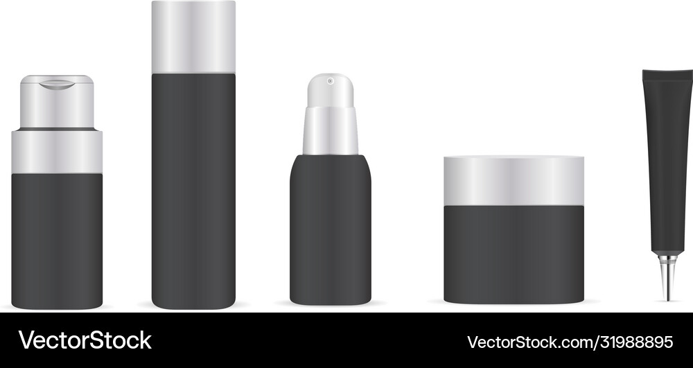 Cosmetic bottle set cream jar shampoo container Vector Image
