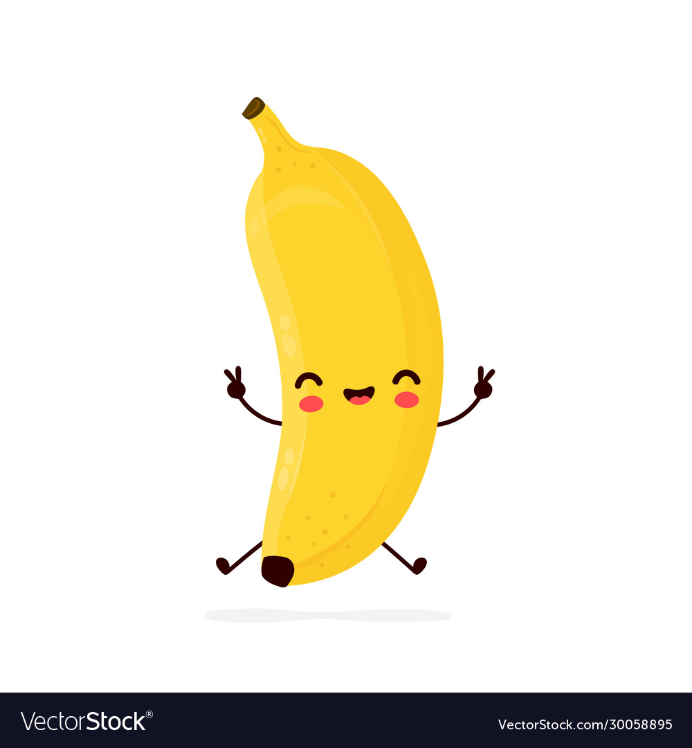 Cute happy smiling banana fruit Royalty Free Vector Image