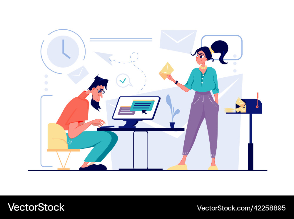 Email service concept in flat cartoon design Vector Image