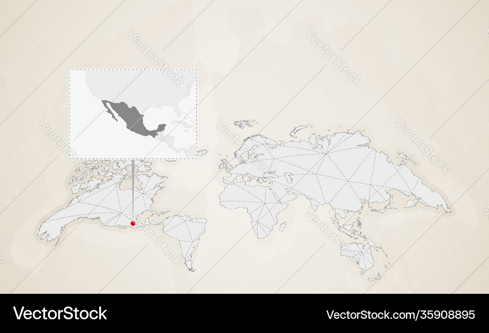 Map mexico with neighbor countries pinned Vector Image
