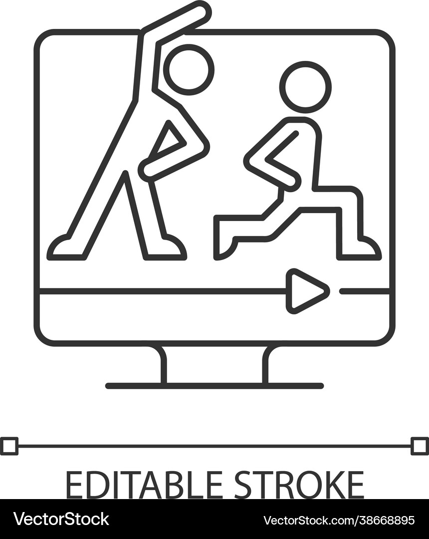 Online fitness classes linear icon Royalty Free Vector Image