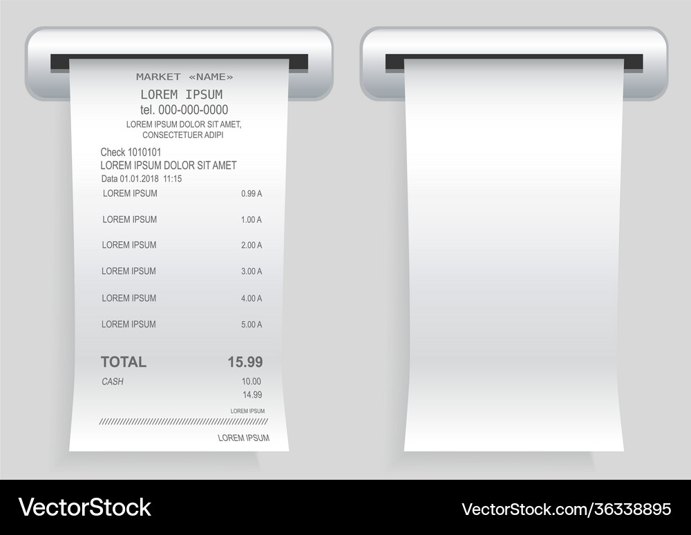 Payment check paper document poked out cash Vector Image