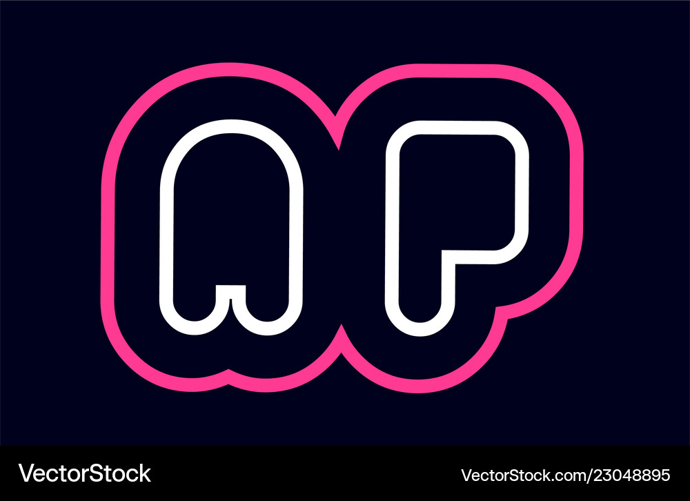 Pink white blue alphabet combination letter ap Vector Image