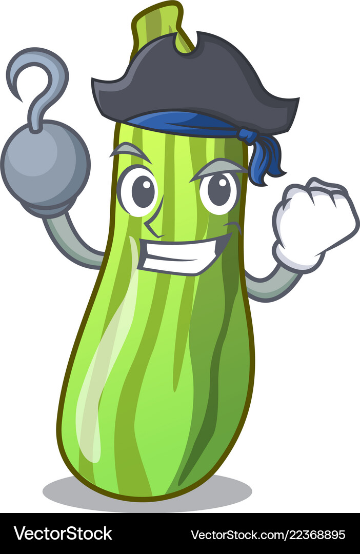 Pirate character fresh zucchini vegetable in Vector Image