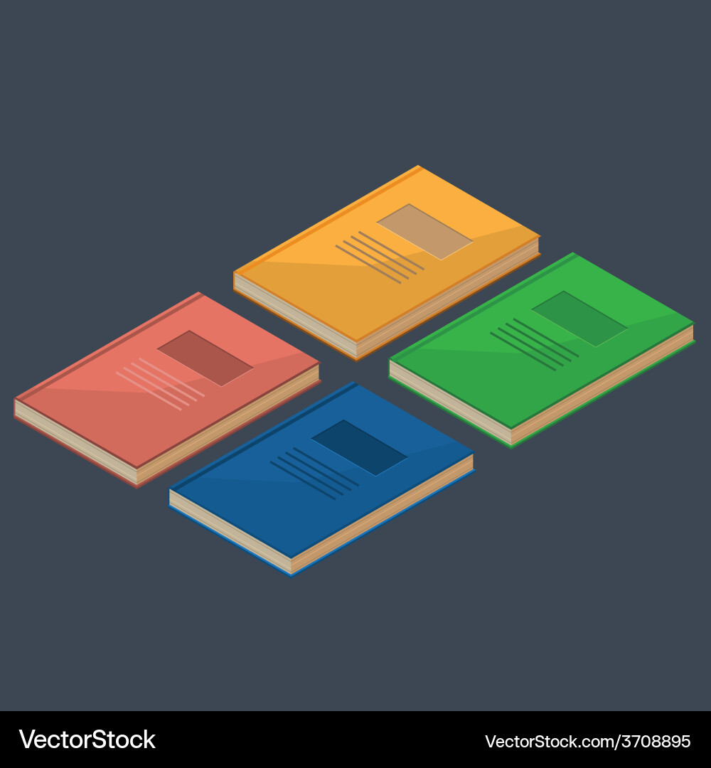 Set of 4 isometric books Royalty Free Vector Image