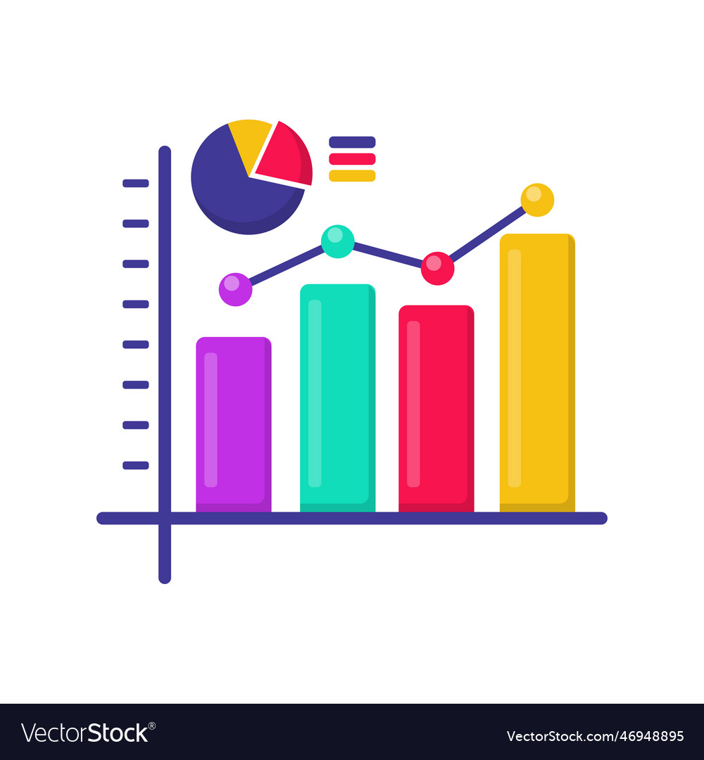 Statistics icon with colorful flat style Vector Image Statistics icon with colorful flat style Vector Image