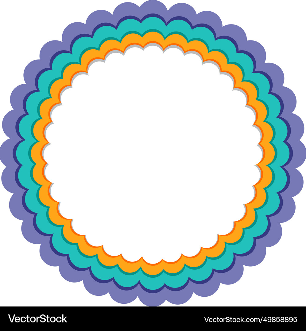 Vibrant multicolored scalloped edges surrounding Vector Image