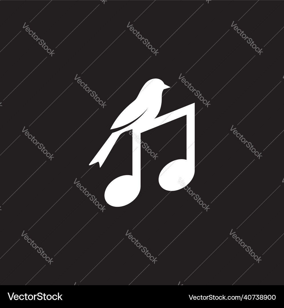 Bird singer with note music logo design graphic Vector Image