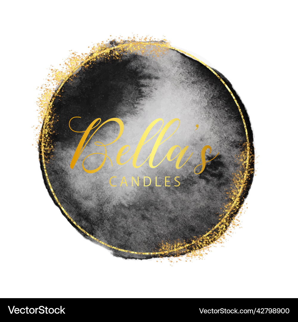 Black and gold logo design with glittery elements Vector Image