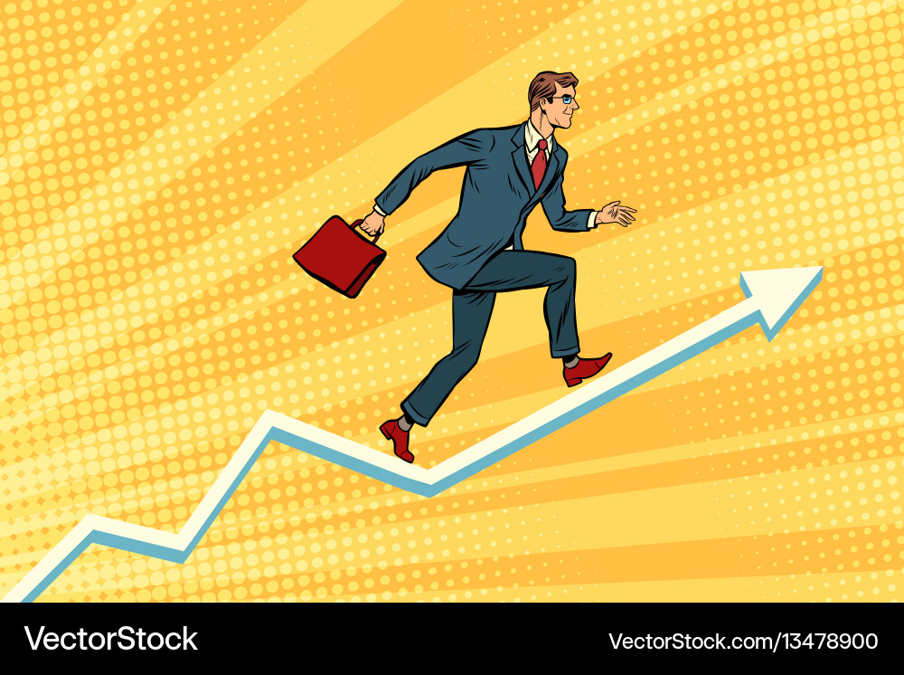Businessman running on schedule growth Royalty Free Vector
