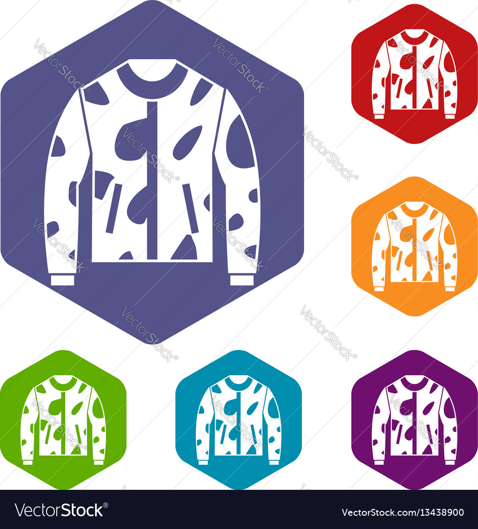Camouflage jacket icons set Royalty Free Vector Image Camouflage jacket icons set Royalty Free Vector Image