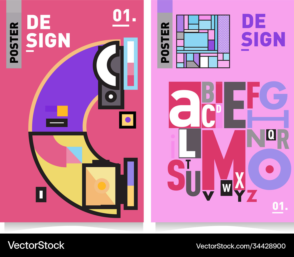 Covers design set with retro style cool geometric Vector Image