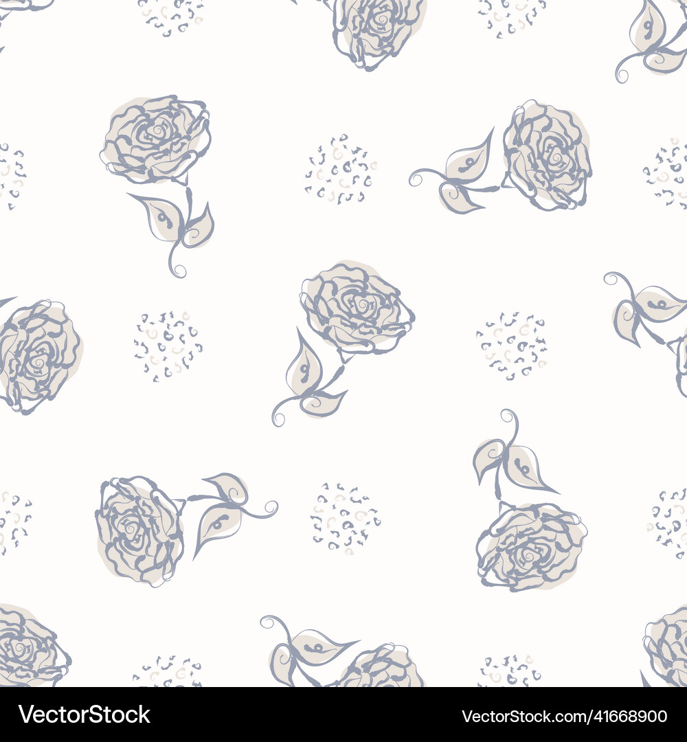 French blue floral linen seamless pattern with 2 Vector Image