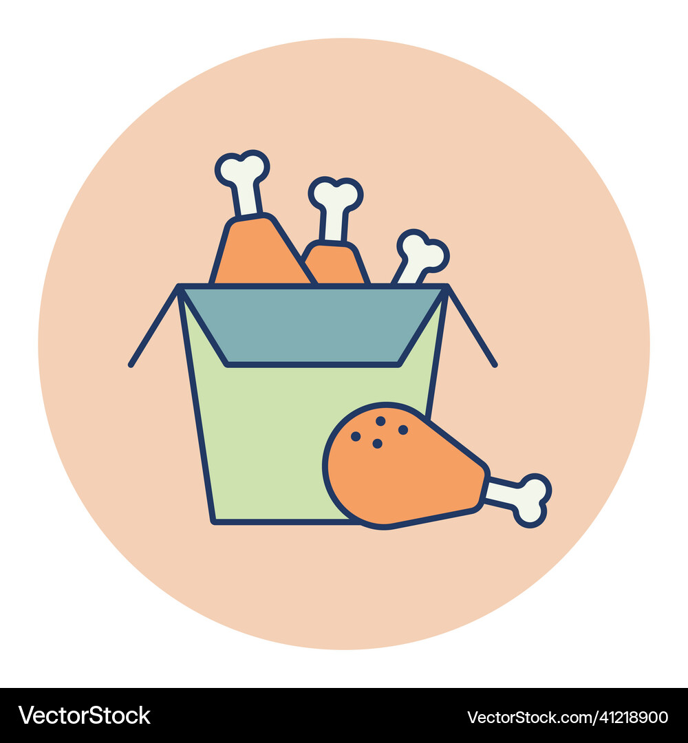 Fried chicken in the box flat icon delivery Vector Image