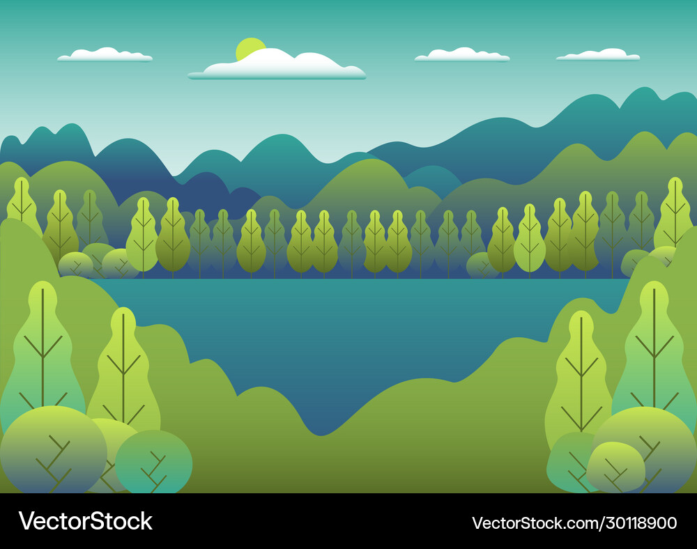 Hills landscape in flat style design valley Vector Image