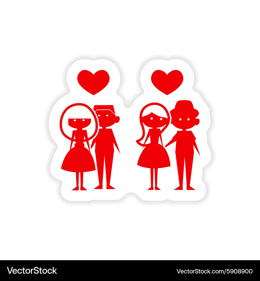 Icon sticker realistic design on paper couples Vector Image