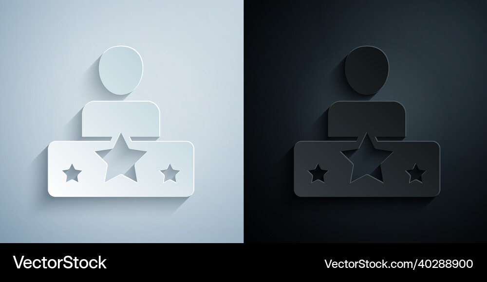 Paper cut actor star icon isolated on grey Vector Image