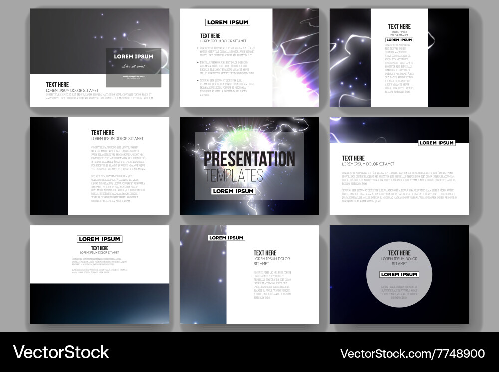 Set of 9 templates for presentation slides Vector Image