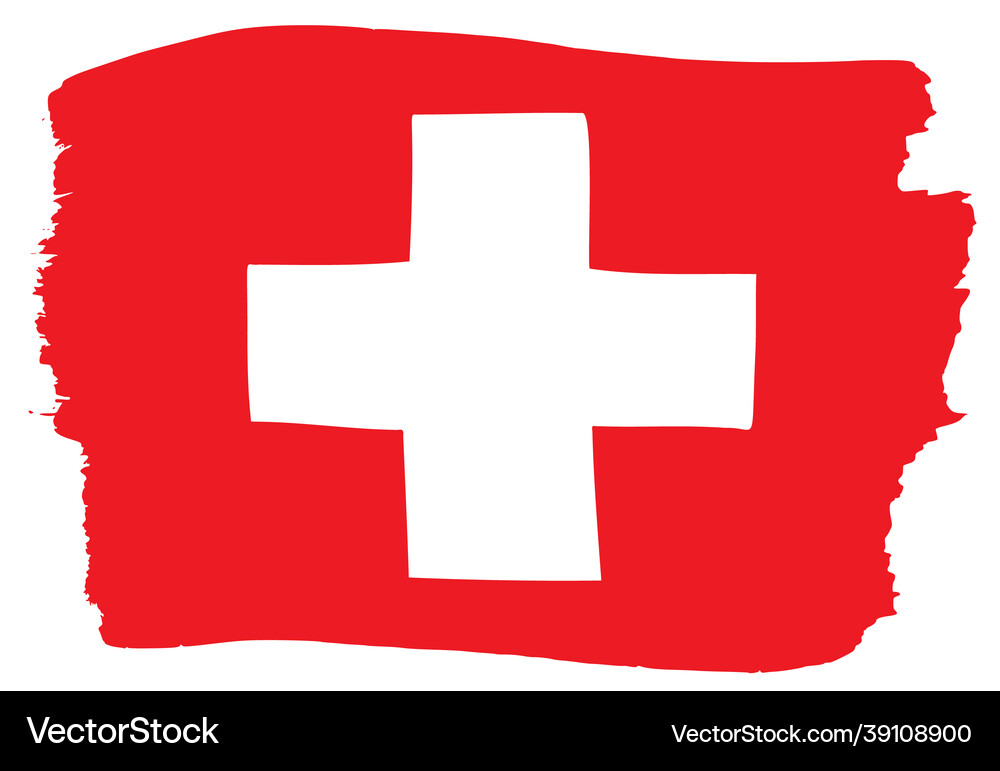 Swiss flag brush stroke Royalty Free Vector Image