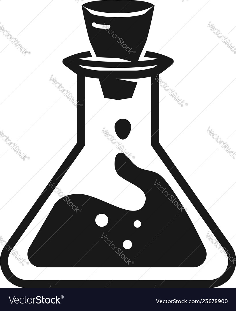 Triangular flask icon simple style Royalty Free Vector Image