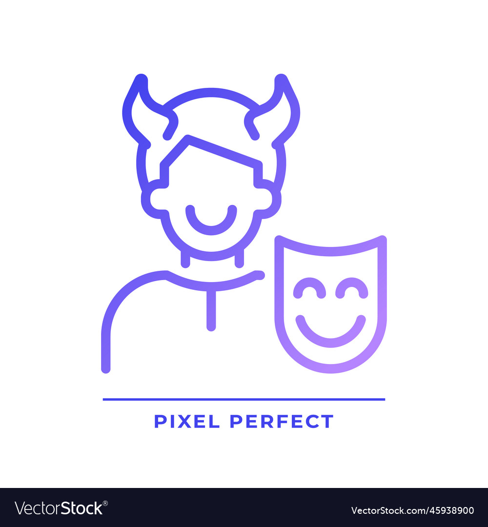 Trickster pixel perfect gradient linear icon Vector Image Trickster pixel perfect gradient linear icon Vector Image