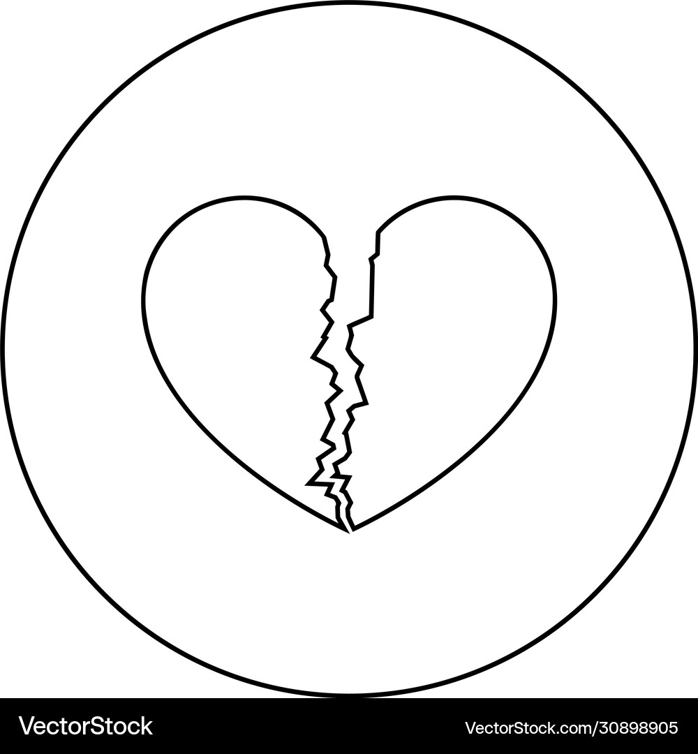 Black Broken Heart Icon