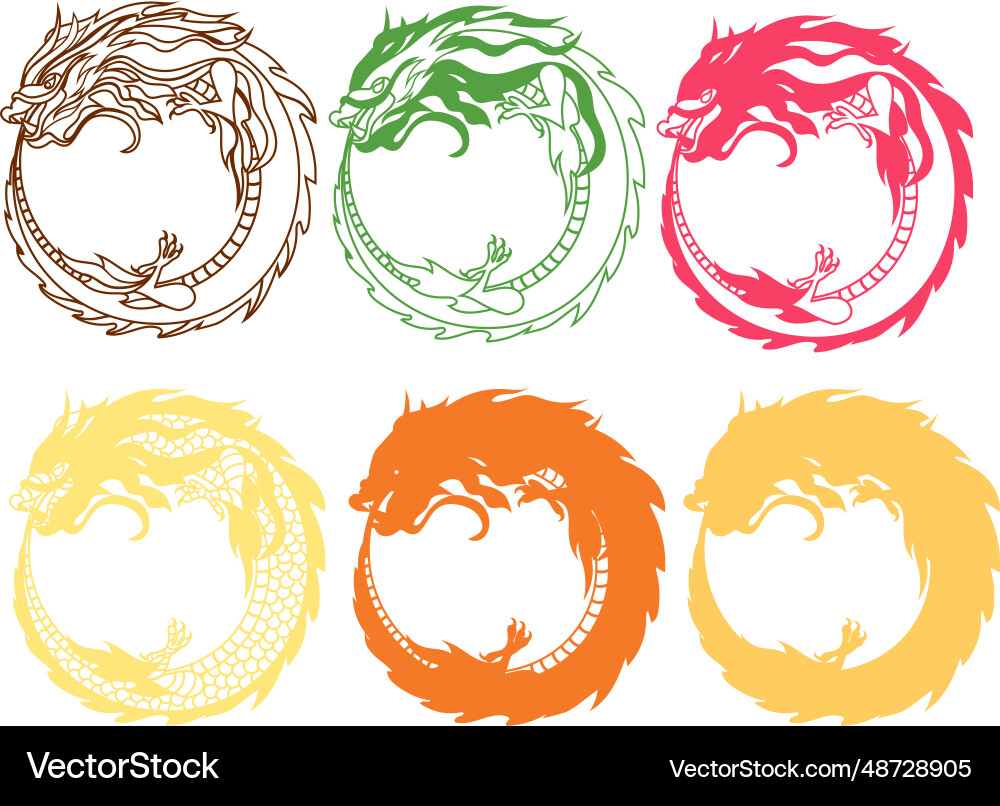 Chinese Dragon New Year Multilayer Cut Template Vector Image