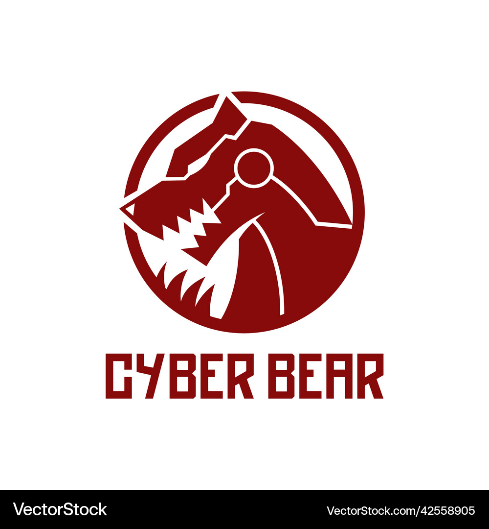Futuristic cyber bear with claw and fangs logo Vector Image