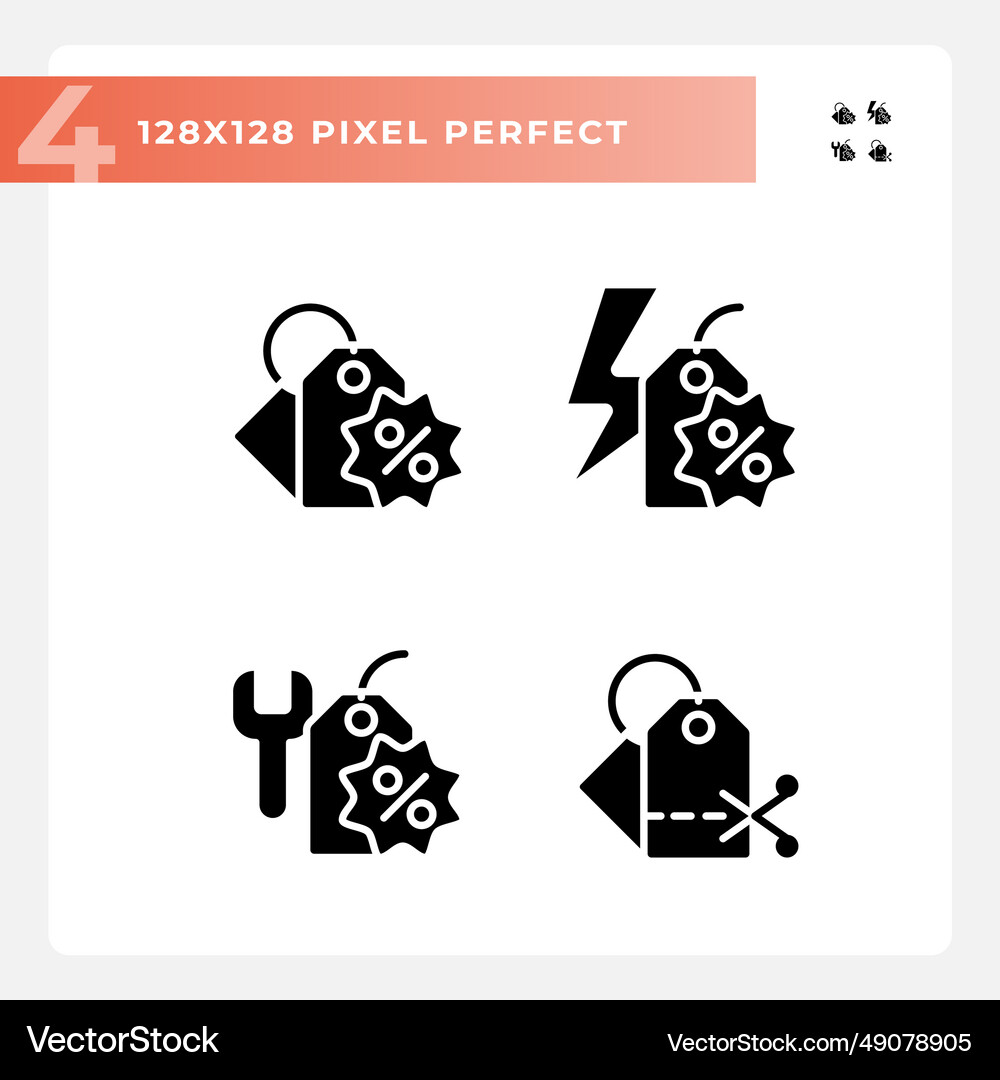 Glyph style simple discounts icons collection Vector Image