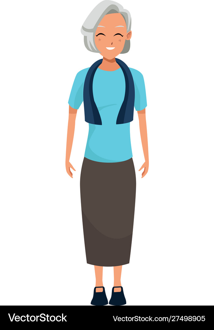 Happy old woman standing flat icon Royalty Free Vector Image