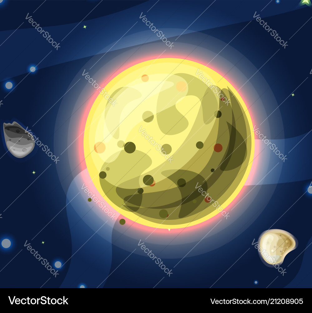 Io cartoon yellow jupiter Royalty Free Vector Image