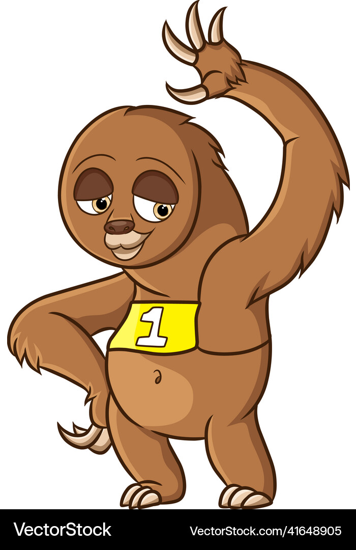 Loris is standing on a sport competition Vector Image