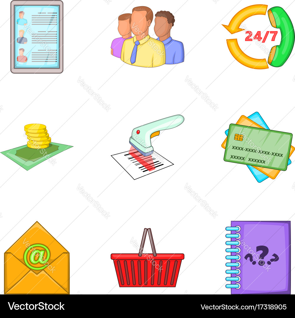 Market client support icon set cartoon style Vector Image
