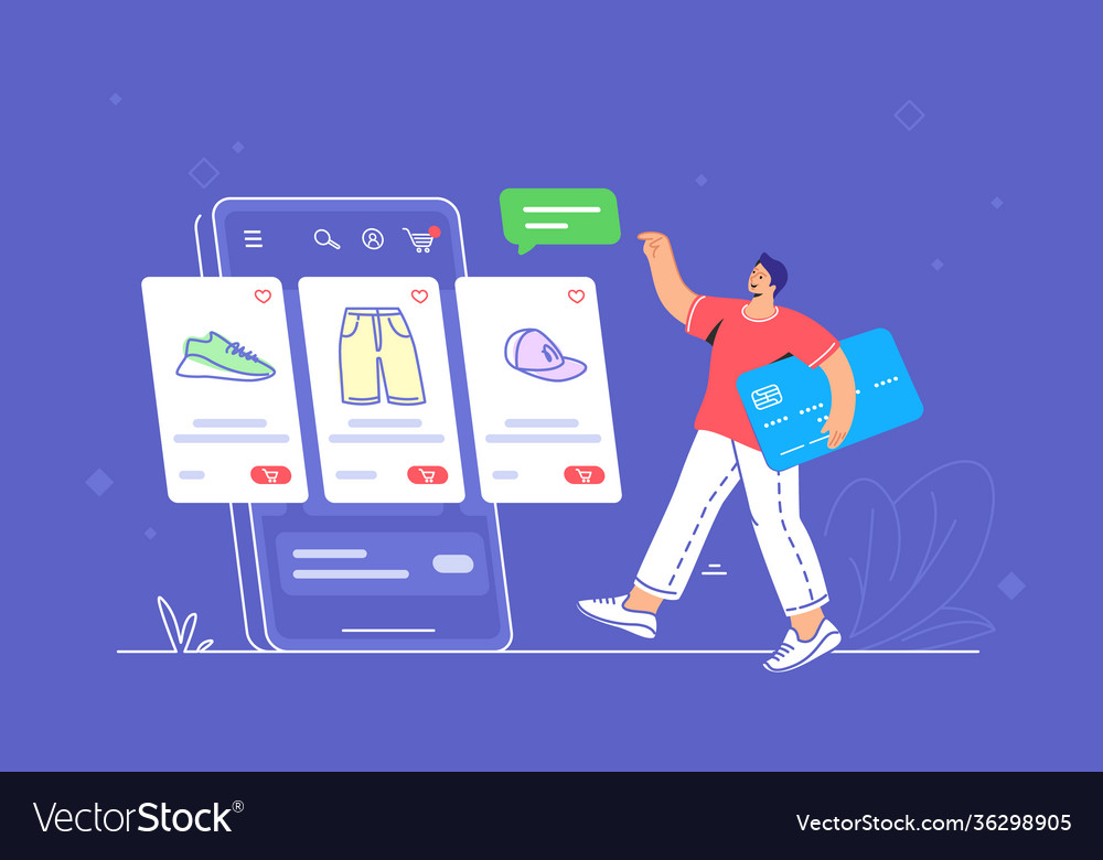 Online store e-commerce mobile app usage Vector Image