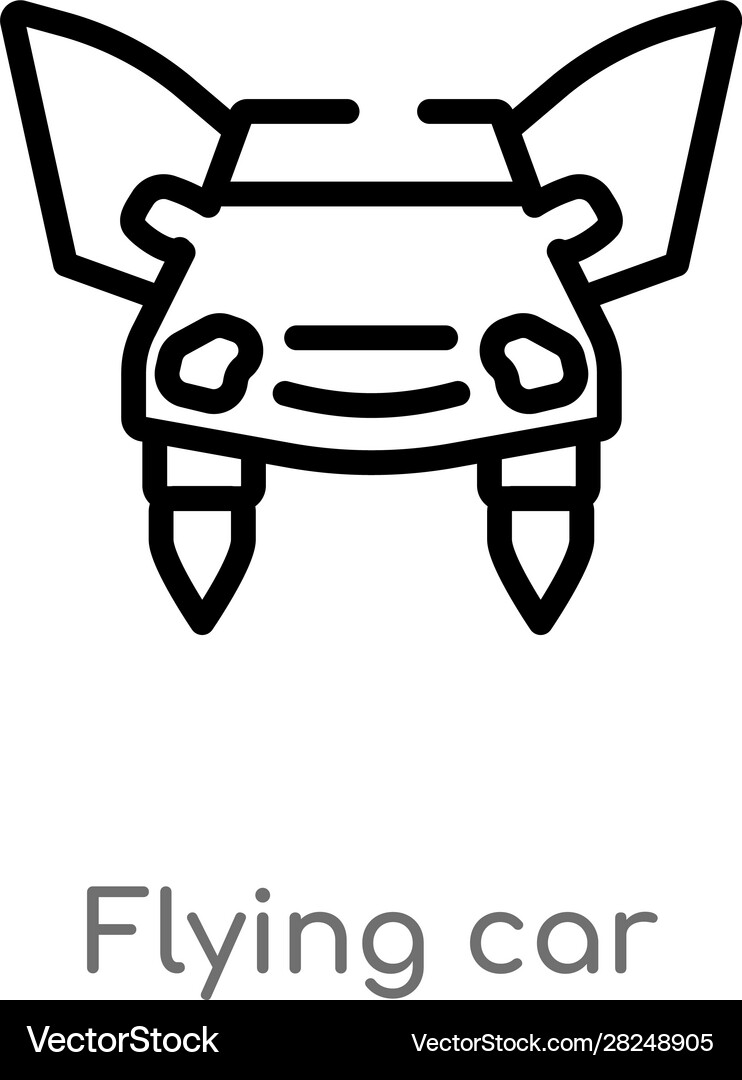Outline flying car icon isolated black simple Vector Image