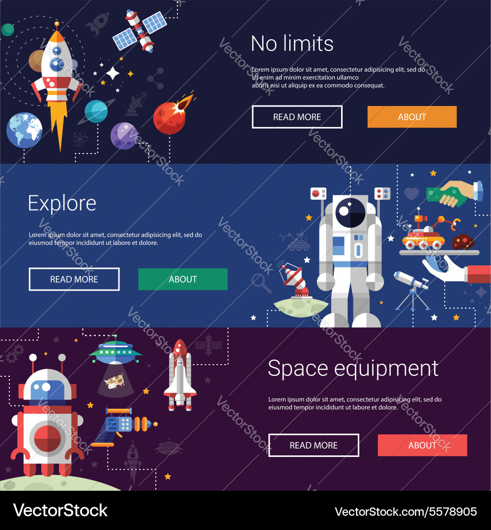 Set of flat design flyers and headers with space Vector Image