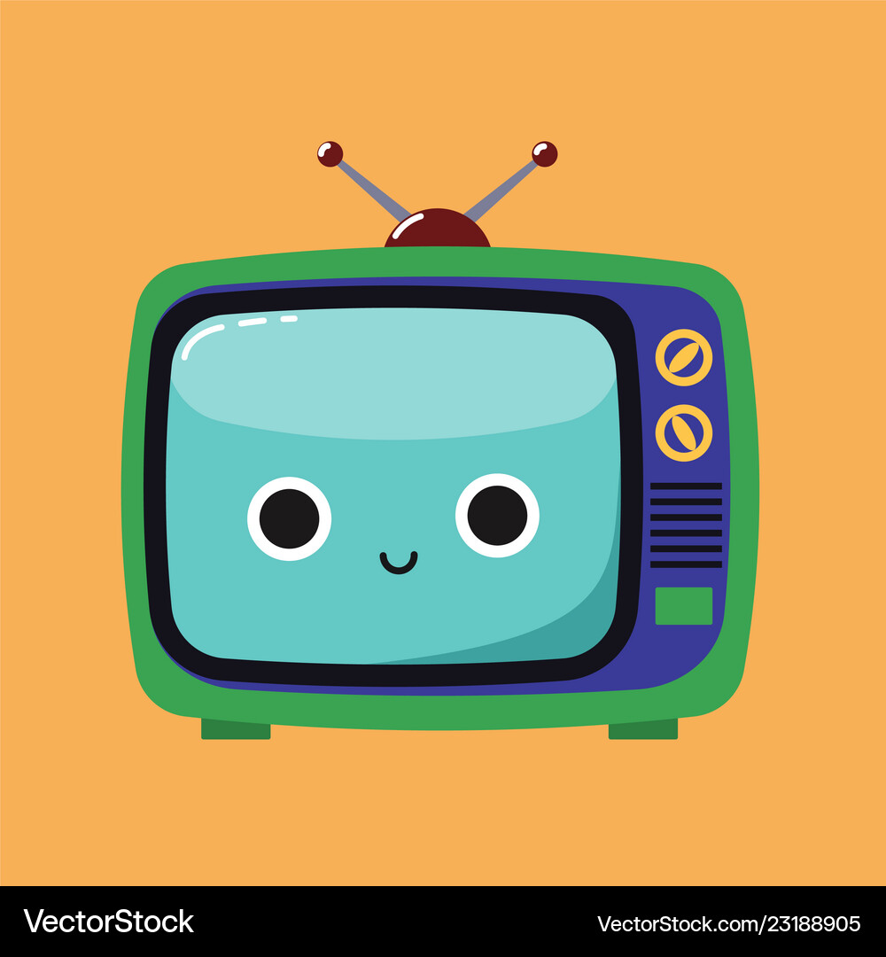Smiling cute an old tv set with a Royalty Free Vector Image