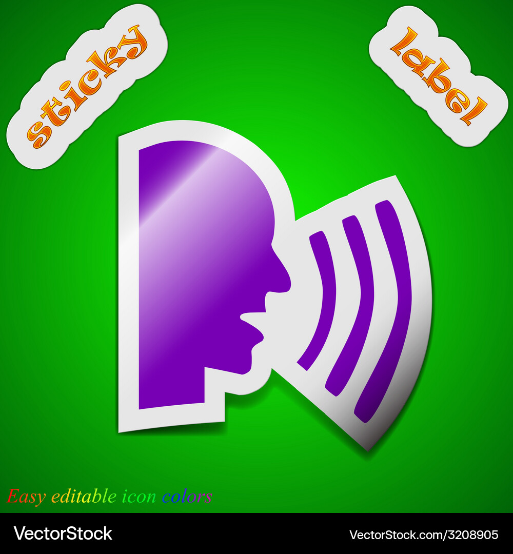 Talking icon sign symbol chic colored sticky label
