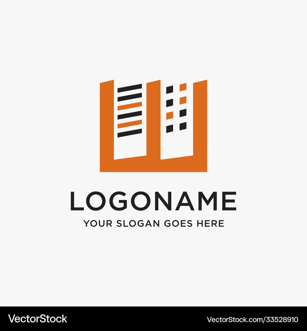 Abstract letter w building logo icon template Vector Image