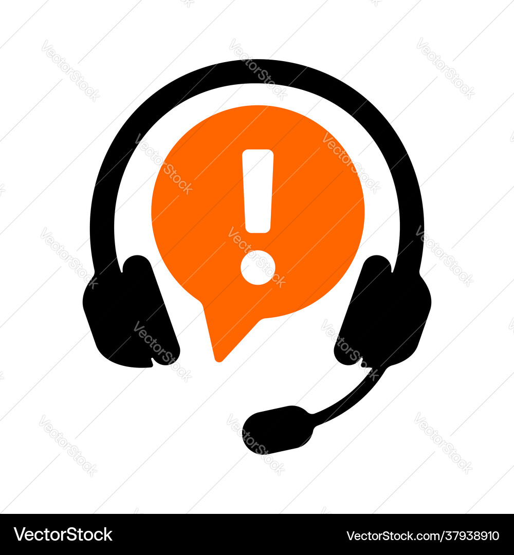 Call center sign with headset and exclamation Vector Image