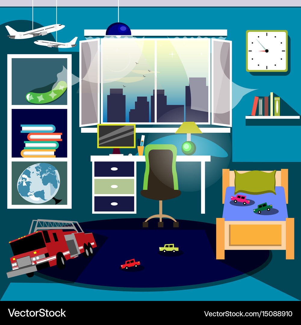 Kids Bedroom Interior Royalty Free Vector Image